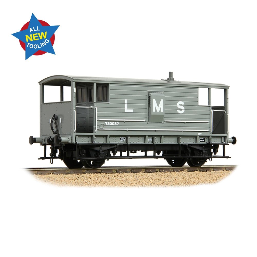 Bachmann 38-975 LMS 20T Brake Van LMS (LMS) Grey - OO Gauge - Phillips ...