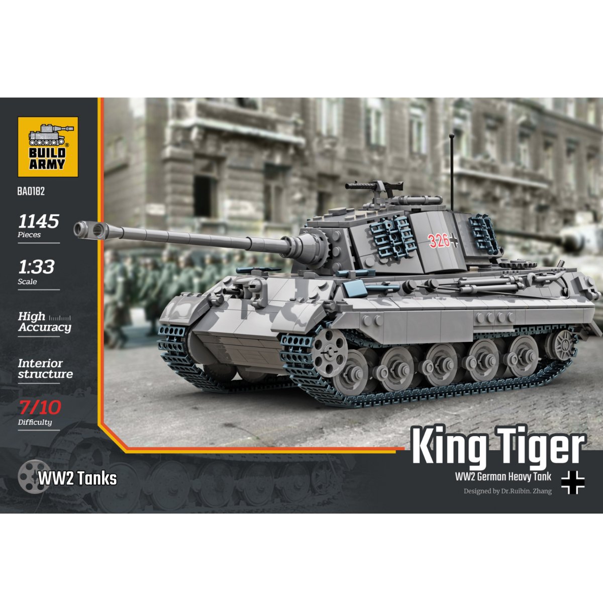 Build Army King Tiger (Tiger ll) Grey Brick Model - 1:33 Scale ...