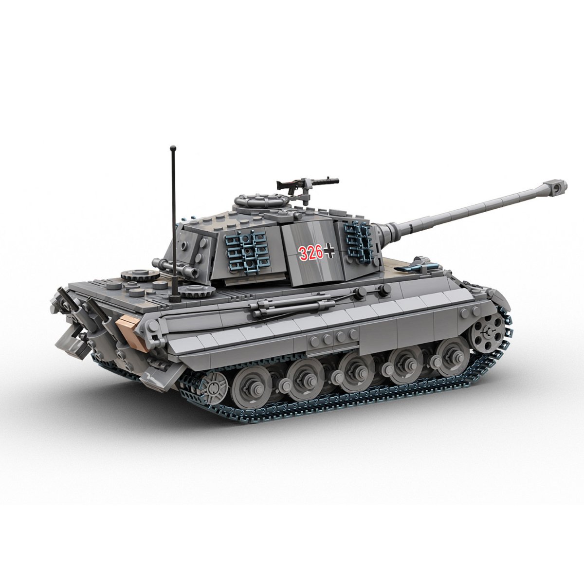 Build Army King Tiger (Tiger ll) Grey Brick Model - 1:33 Scale ...