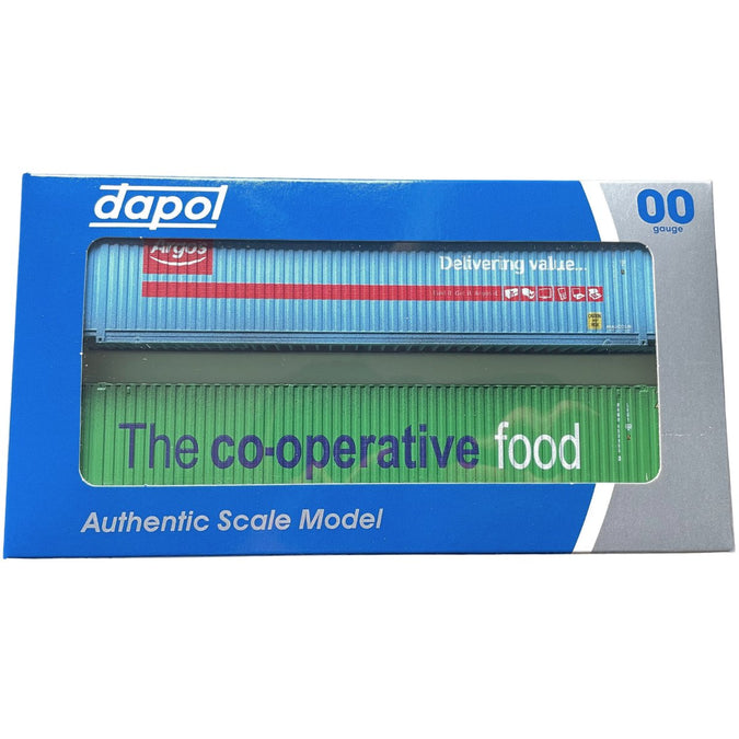 Dapol 45ft Hi-Cube Container Pack (2) Argos/Co-Op Weathered - OO Gauge ...