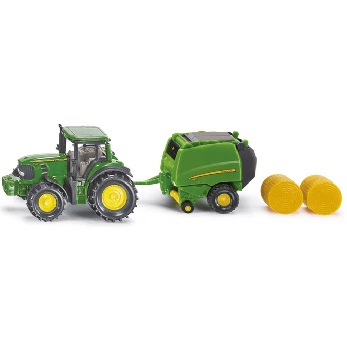 Siku John Deere Tractor with Round Baler - Toy Model - Phillips Hobbies